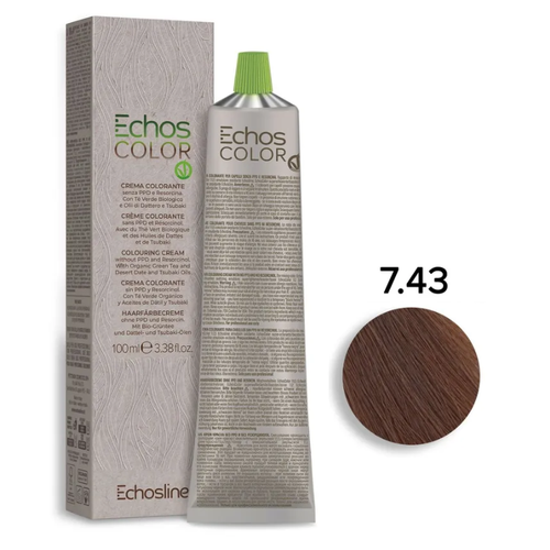 ECHOS LINE, ECHOS COLOR, Крем-краска №7.43 NEW - средне-русый медно-золотистый, 100 мл
