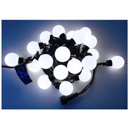 Гирлянда Rich LED Нить Большие шарики RL-S5-20C-40B-B, 1 шт. в наборе, 5 м, 20 ламп, белые диоды/черный провод