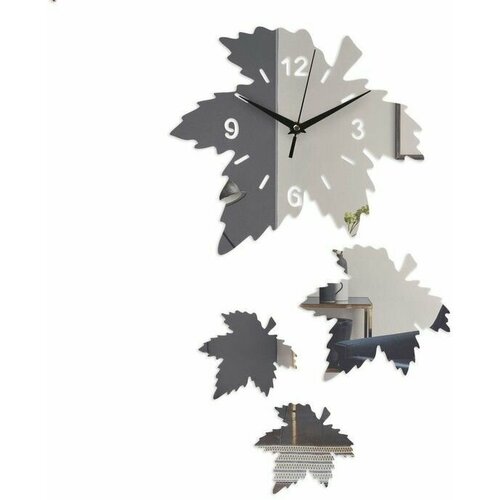 Часы - наклейка "Кленовый лист", 25 х 28 см, композиция 56 х 33 см, 1 ААА