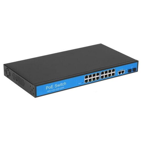 POE-коммутатор 16-канальный, гигабитный, 2xRJ45+2xSFP UPLINK, POE-A, 300Вт | ORIENT SWP-7516POE/2P/2SFP PS GE