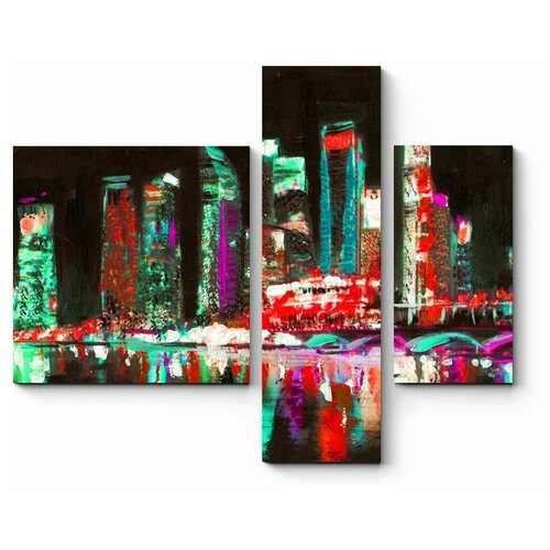 Модульная картина Ночной Сингапур маслом 90x74