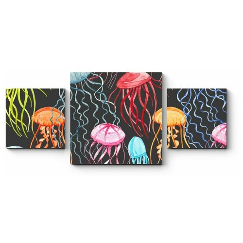 Модульная картина Разноцветные медузы140x60