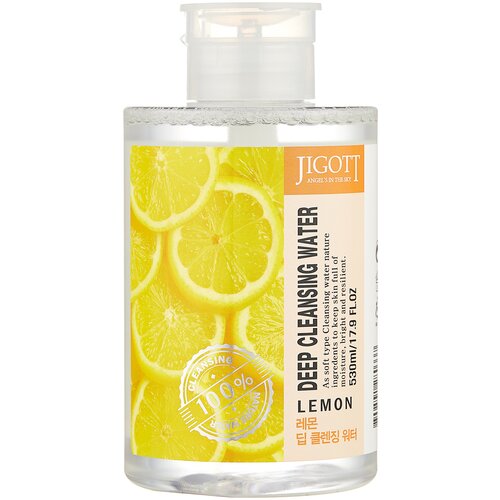 Jigott вода  очищающая с экстрактом лимона Deep Cleansing Water Lemon, 530 мл