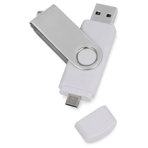 USB/micro USB-флешка 2.0 на 16 Гб Квебек OTG, белый