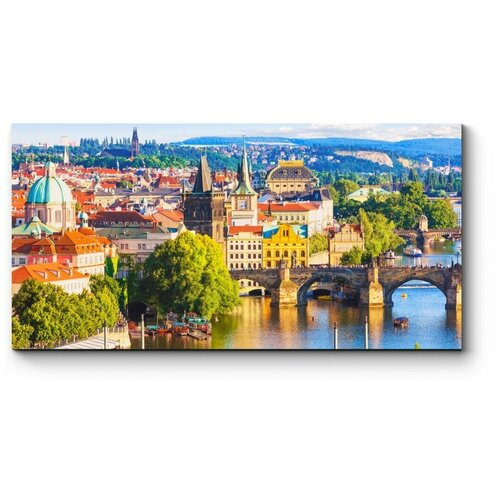 Модульная картина Старый город летним днем, Прага 90x45