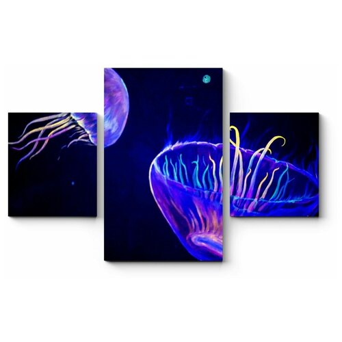 Модульная картина Сияющие медузы100x65
