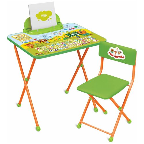 Комплект Nika стол + стул Три кота (ТК2/1) 60x45 см зеленый/оранжевый