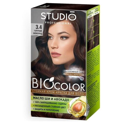 Стойкая крем краска для волос Studio Professional 3.4 Горячий шоколад, 50 мл (комплект из 6 шт)