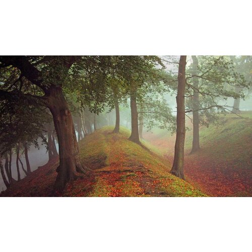 Картина на холсте 60x110 Альянс Лес "Осень холмы парк лес" на подрамнике / интерьер/ декор