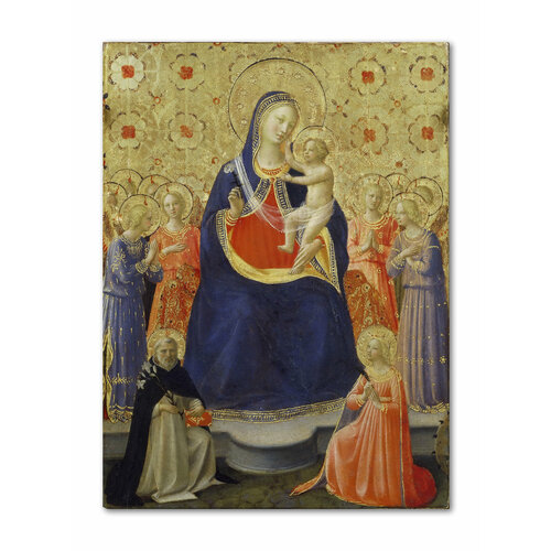 Картина для интерьера на холсте Фра Анджелико «Мадонна с Младенцем на троне» 52х70, холст натянут на подрамник