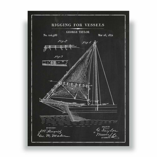 Постер, интерьерный "Корабль (патент)", 30 см х 40 см