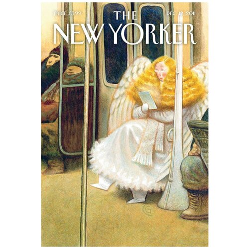 Постер / Плакат / Картина Обложки New Yorker - Ангел в метро 60х90 см в подарочном тубусе