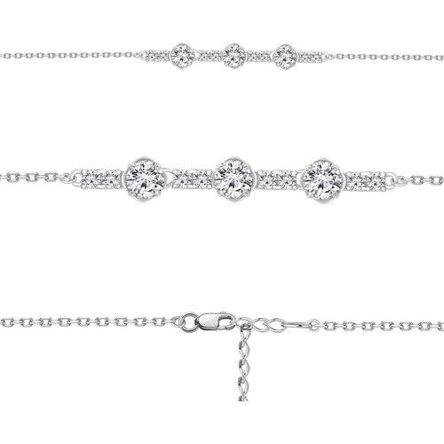 Браслет Diamant online, серебро, 925 проба, фианит, длина 16 см.