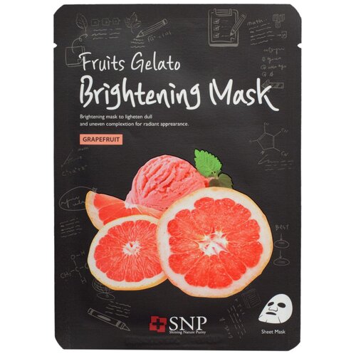 SNP тканевая маска Fruits Gelato Brightening Грейпфрут осветляющая, 25 мл