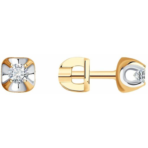 Серьги пусеты Diamant online, золото, 585 проба, бриллиант, прозрачный