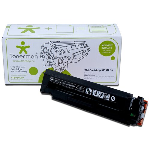 Картридж Tonerman Картридж Tonerman TM-Cartridge 055H Bk без чипа, 7600 стр, черный