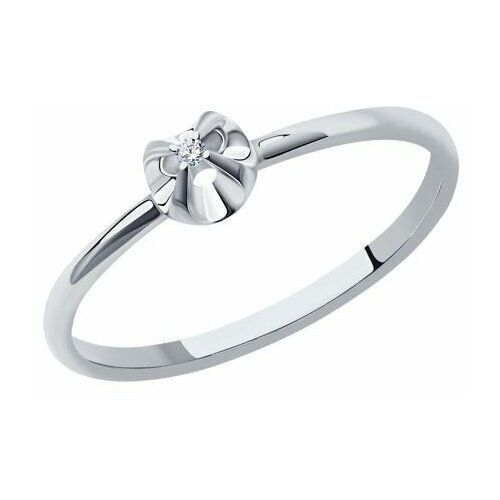 Кольцо помолвочное Diamant online, белое золото, 585 проба, бриллиант, размер 17