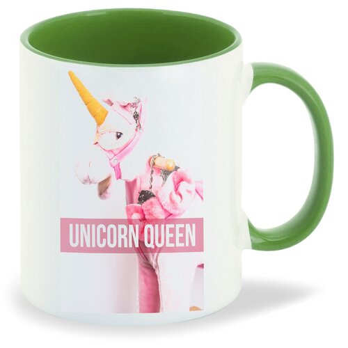 Кружка зеленый CoolPodarok Unicorn queen. Королева Единорогов