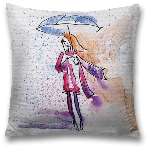 Наволочка декоративная на молнии, чехол на подушку JoyArty "Дождливый настрой" 45х45 см