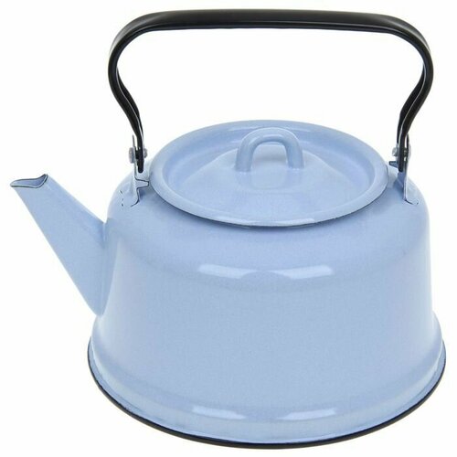 Чайник эмалированный для плиты, цвет голубой, 3,5 л, без свистка, эмалированная посуда