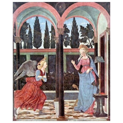 Репродукция на холсте Благовещение Марии Бальдовинетти Алессио 50см. x 61см.