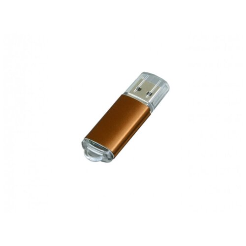 Металлическая флешка с прозрачным колпачком (128 Гб / GB USB 2.0 Оранжевый/Orange 018)