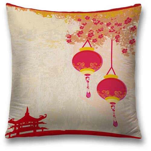 Наволочка декоративная на молнии, чехол на подушку JoyArty "Японские доро" 45х45 см