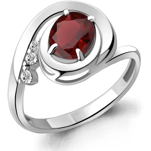 Кольцо Diamant online, серебро, 925 проба, фианит, гранат, размер 18, красный