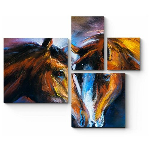 Модульная картина Влюбленные лошади 182x152