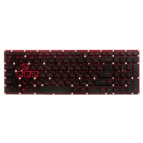Keyboard / клавиатура для ноутбука Acer Nitro 5 AN515, AN515-51, AN515-52, AN515-53 черная с красной подсветкой