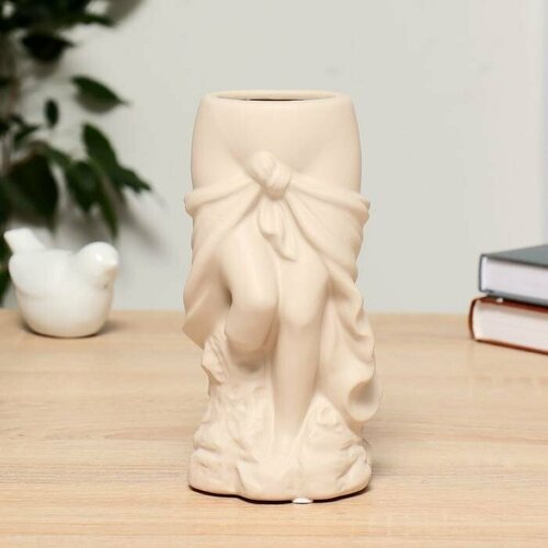 Ваза настольная "Искушение" 18 см, цвет бежевый, керамика, вазы для декора, керамическая ваза