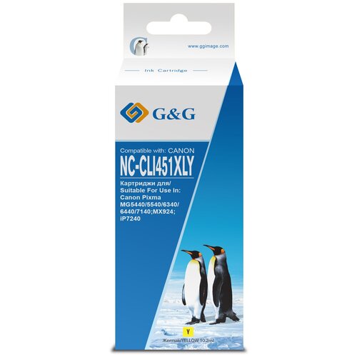 Картридж G&G NC-CLI451XLY, 300 стр, желтый