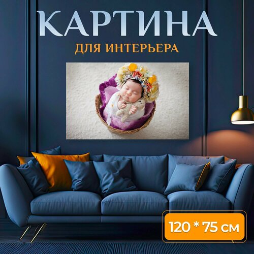 Картина на холсте "Новорожденный, камеры, фотография" на подрамнике 120х75 см. для интерьера