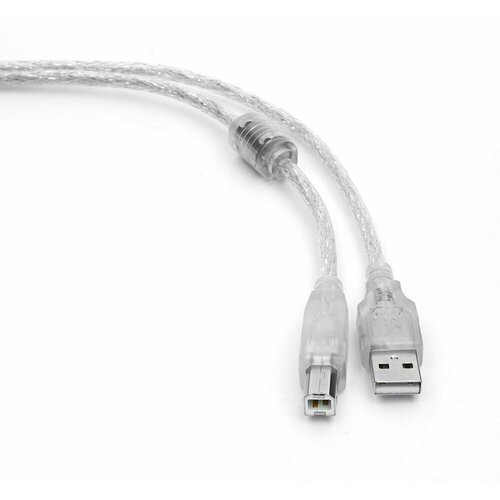 Набор из 3 штук Кабель USB 2.0 Pro Cablexpert CCF-USB2-AMBM-TR-2M, AM/BM, 2 м, экран, ферритовое кольцо, прозрачный