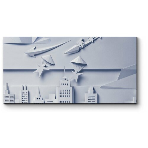 Модульная картина Бумажный город 50x25