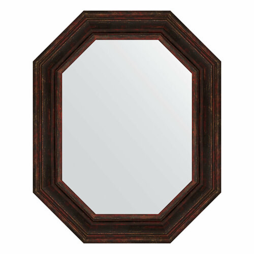Зеркало настенное Polygon EVOFORM в багетной раме тёмный прованс, 64х79 см, для гостиной, прихожей, кабинета, спальни и ванной комнаты, BY 7218