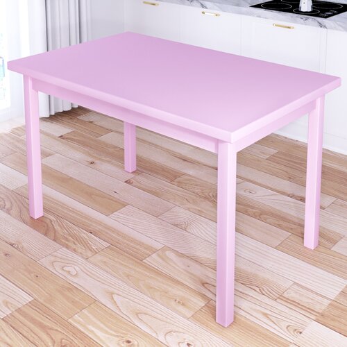 Стол кухонный Классика из массива сосны, столешница розового цвета 40 мм и розовые ножки, 140х60х75 см