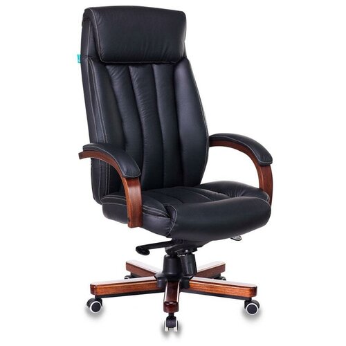 Компьютерное кресло Бюрократ T-9922WALNUT для руководителя, обивка: натуральная кожа, цвет: черный