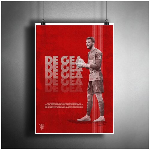Постер плакат для интерьера "Футболист Давид Де Хеа. Манчестер Юнайтед"/ Декор дома, офиса, бара. A3 (297 x 420 мм)