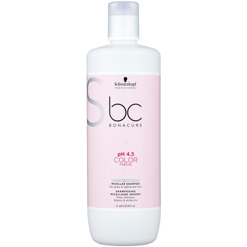 Schwarzkopf Professional шампунь мицеллярный pH 4.5 Color Freeze Silver Micellar для придания холодного оттенка натуральным седым и осветленным волосам, 1000 мл