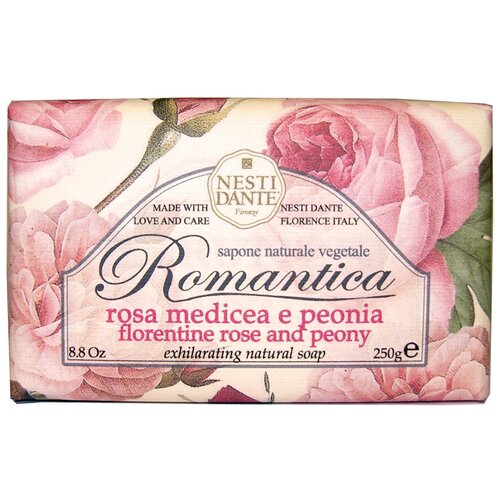 Nesti Dante Мыло кусковое Romantica Florentine Rose and Peony, 250 мл, 250 г