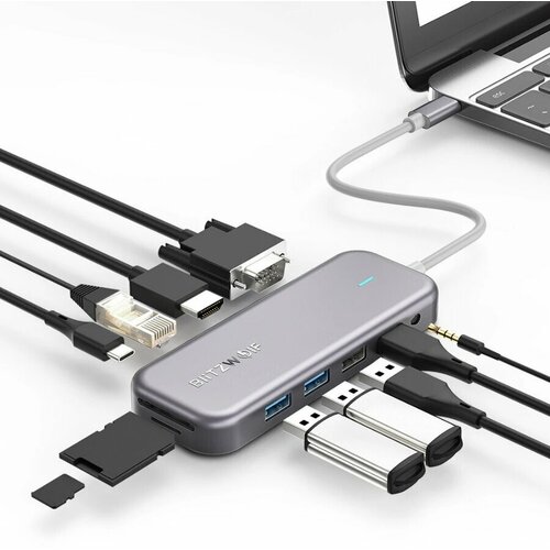 Хаб BlitzWolf BW-TH8 11 в 1 USB-C Data Hub Grey