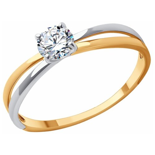 Кольцо Diamant, красное золото, 585 проба, фианит, размер 17