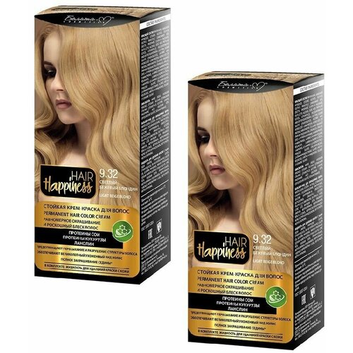 Белита-М Крем-краска для волос HAIR HAPPINESS стойкая, 2 шт, тон 9.32 светлый бежевый блондин