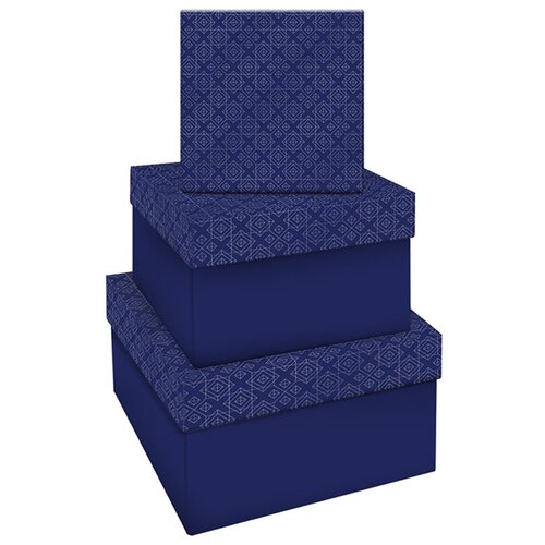 Набор квадратных коробок 3в1, MESHU "Blue style. Top", (19.5*19.5*11-15.5*15.5*9см)