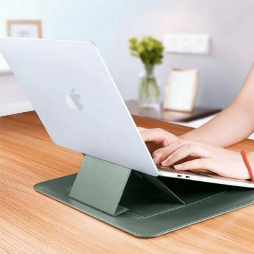 Чехол-подставка для ноутбука WiWU Skin Pro Portable Stand Sleeve для MacBook Pro 15,4 дюймов (кожаный) - Зеленый