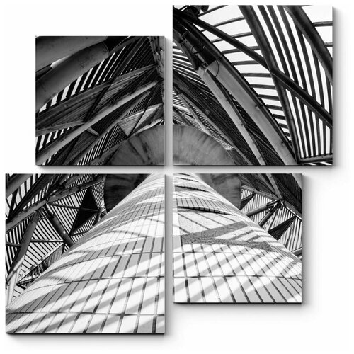 Модульная картина Винтовая черно-белая лестница100x100