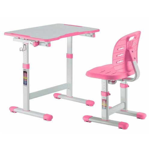 Комплект FUNDESK парта + стул Omino 66.4x47.4 см розовый