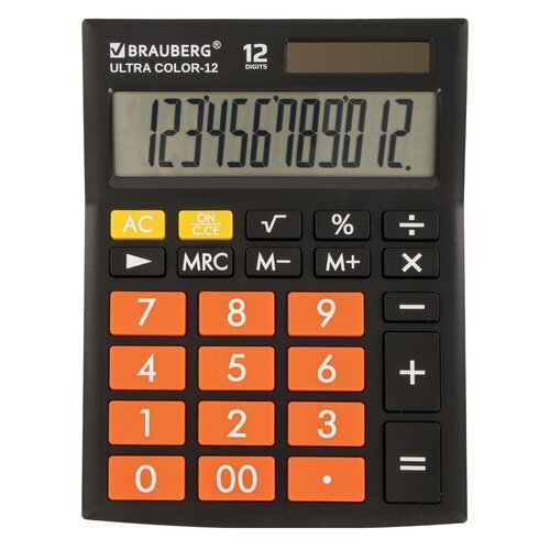 Калькулятор настольный BRAUBERG Ultra Color-12, черно-оранжевый