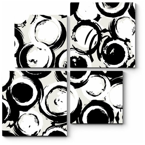 Модульная картина Белое в черный горошек 60x60